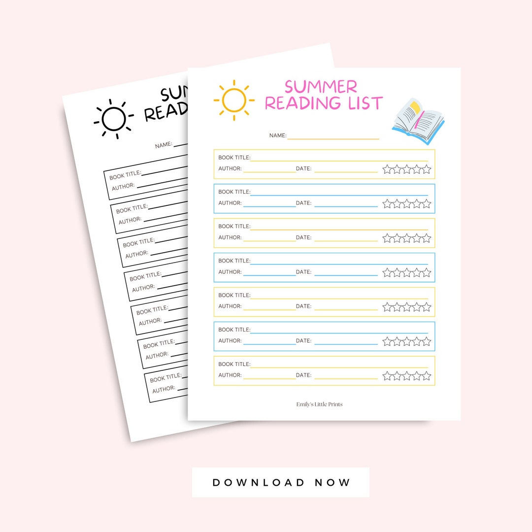 Summer Reading List for Kids 2 Pack, Simple Summer Book Tracker ...