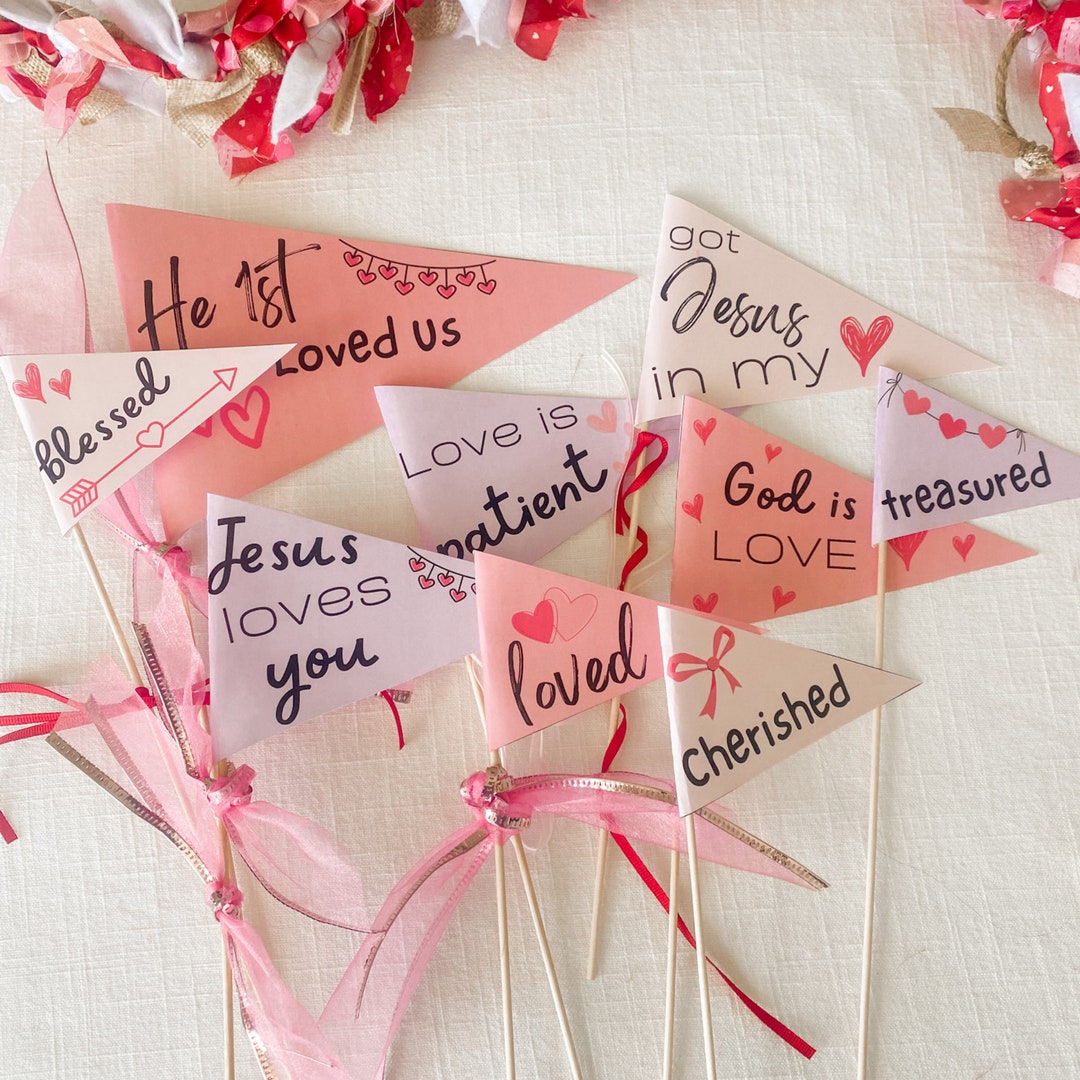 Christian Valentine's Day Pennant Printables, Valentine Photo Props ...