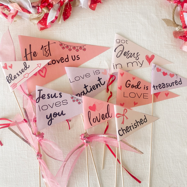 Christian Valentine's Day Pennant Printables, Valentine Photo Props ...