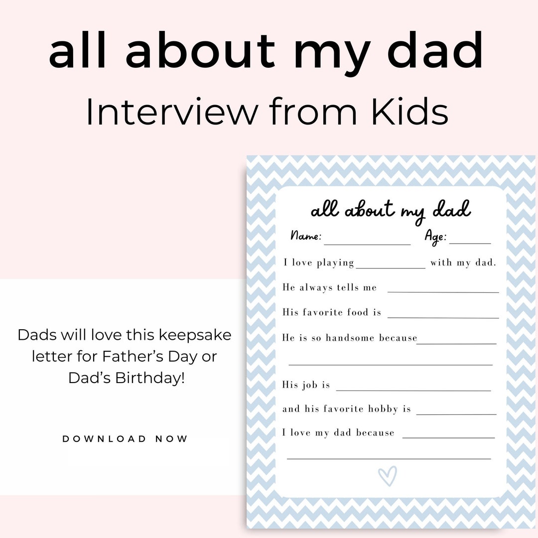 All About My Dad Preschool Interview Letter, Father's Day Letter From ...