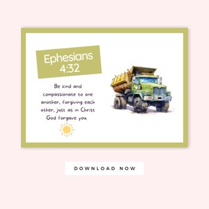 Lunch Box Notes for Kids Dump Truck, Bible Verse Cards Printable ...