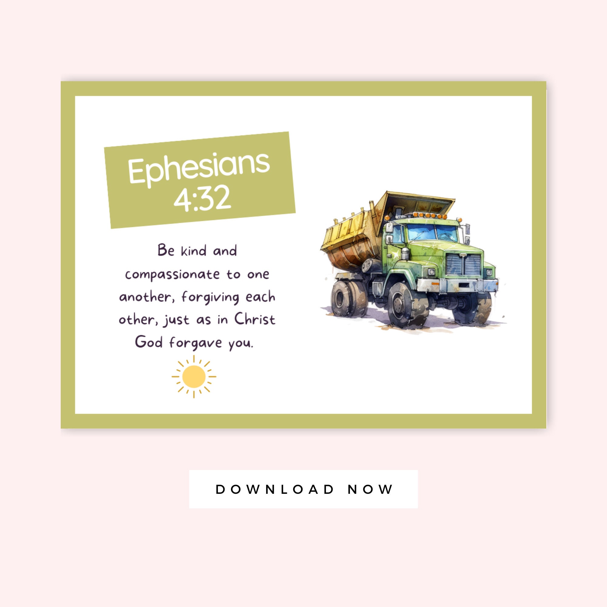 Lunch Box Notes for Kids Dump Truck, Bible Verse Cards Printable ...