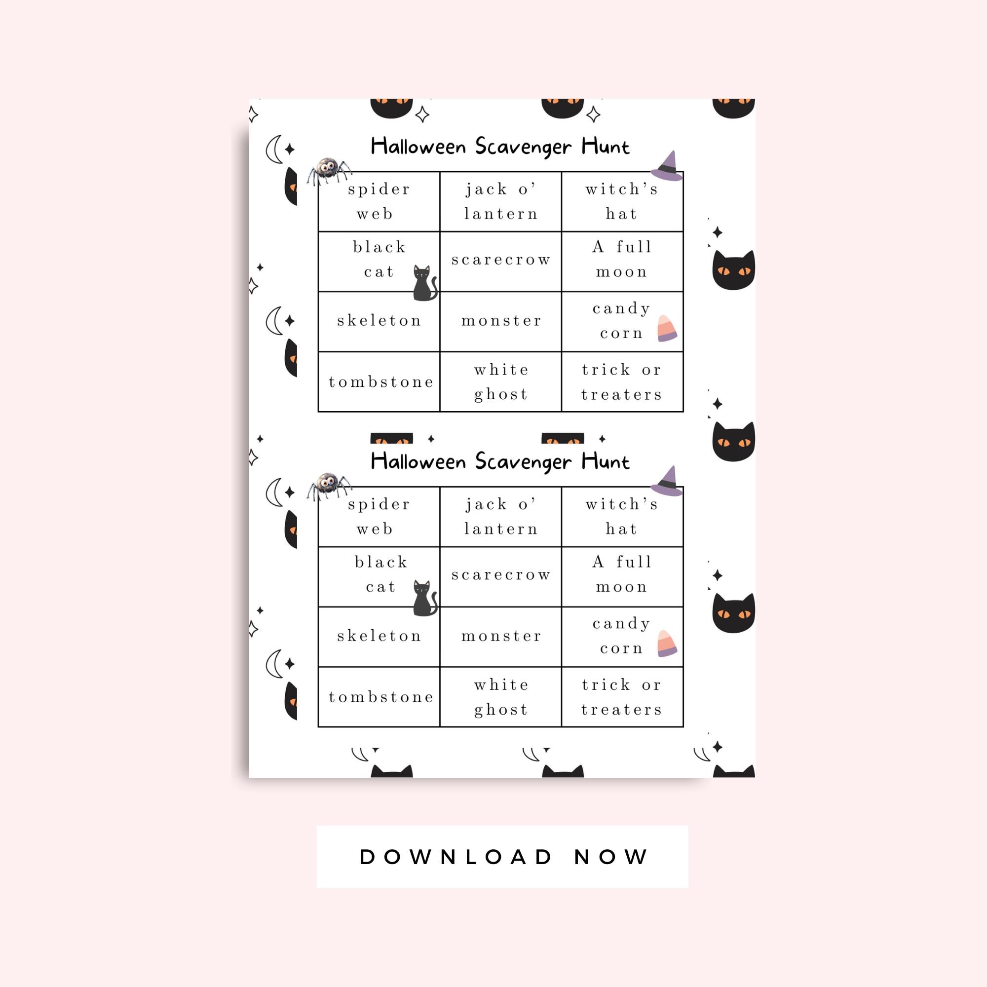 Halloween Scavenger Hunt for Kids Printable, Halloween Preschool ...