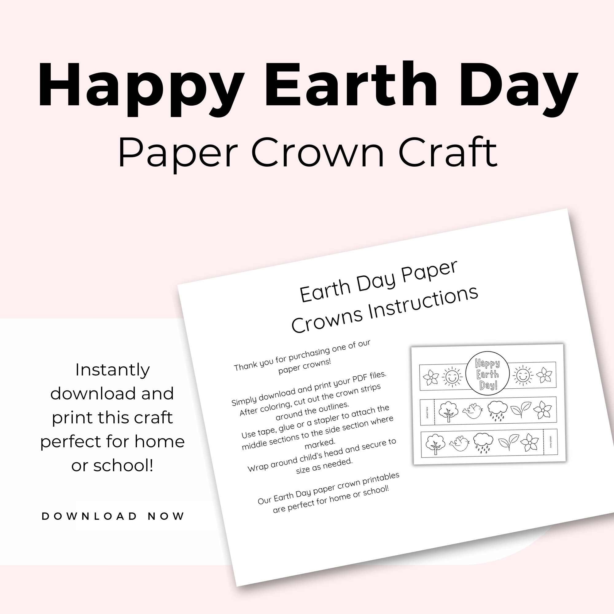 Happy Earth Day Crown for Kids, Earth Day Printable Activity for ...