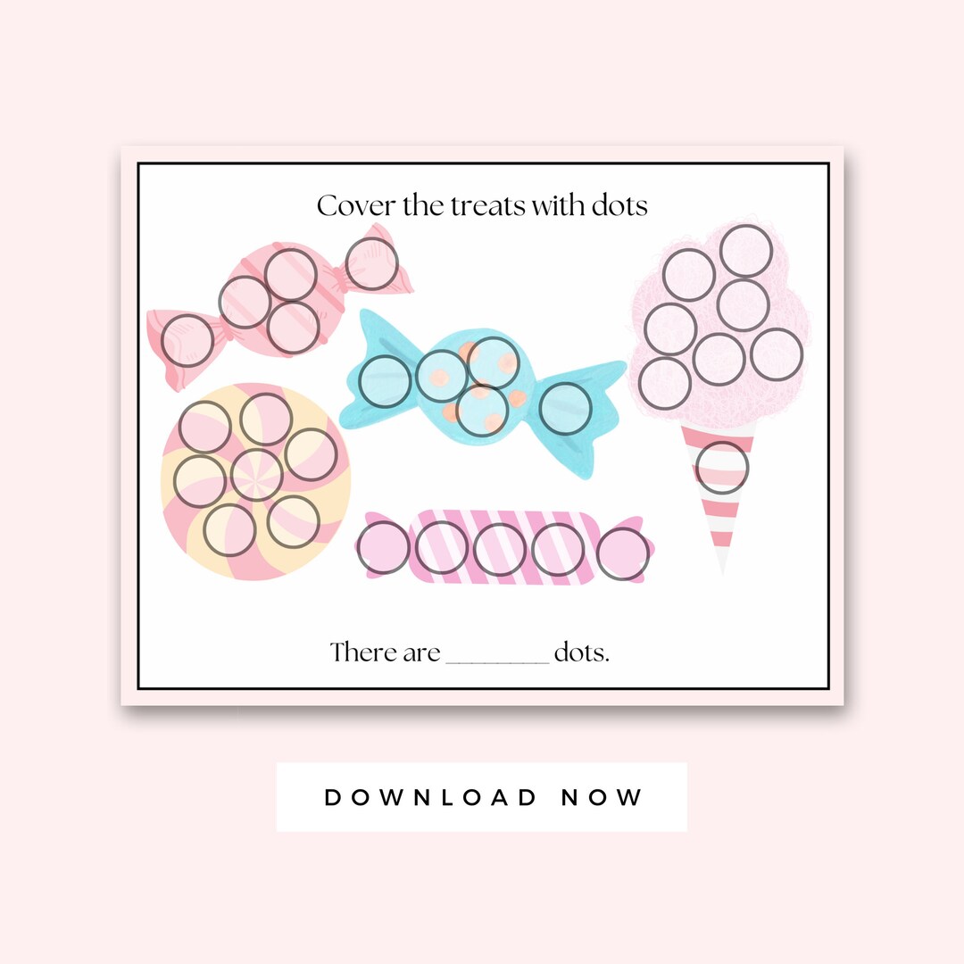 Sweets Do A Dot Worksheet, Preschool Busy Book, Printable Preschool ...