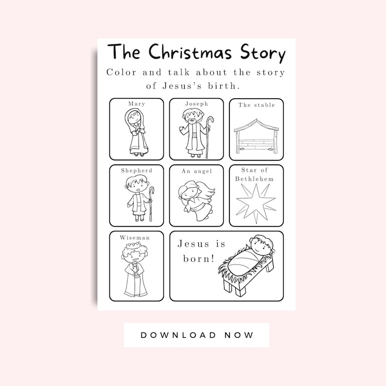 Christmas Nativity Coloring Sheet, Christmas Story Bible Verse Activity ...