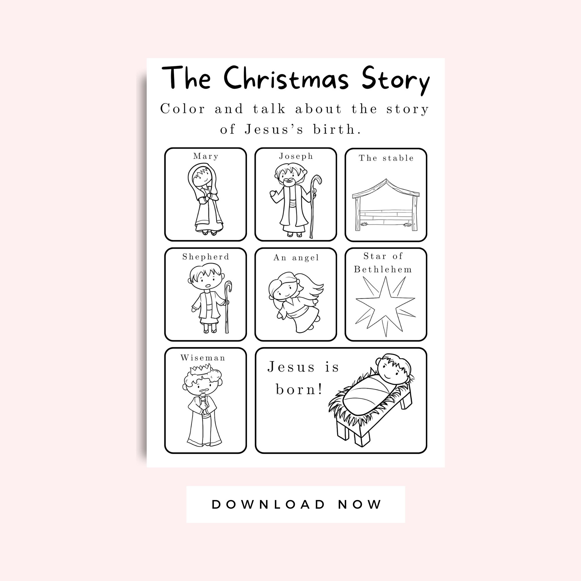 Christmas Nativity Coloring Sheet, Christmas Story Bible Verse Activity ...