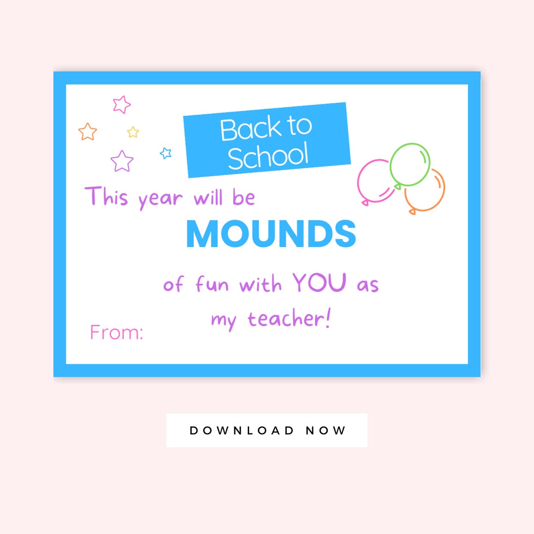 Printable Back to School Card for Teacher, Back to School Notes for ...