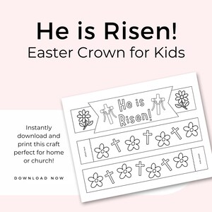 He is Risen Printable Easter Crown for Kids, Happy Easter, Egg Hunting ...