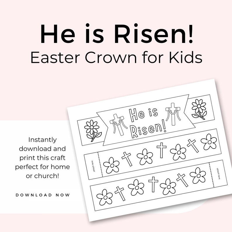 He is Risen Printable Easter Crown for Kids, Resurrection Sunday School ...