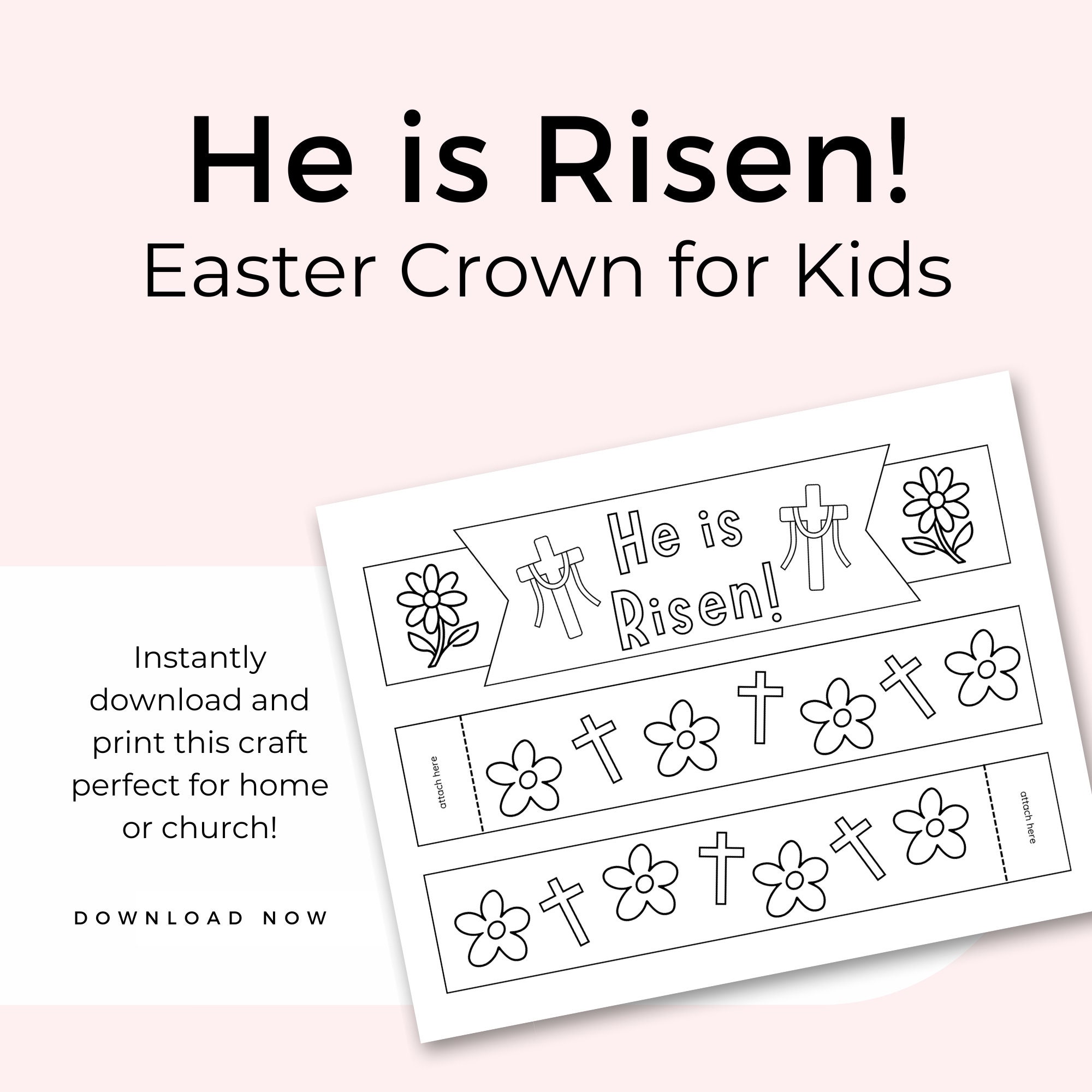 He is Risen Printable Easter Crown for Kids, Resurrection Sunday School ...