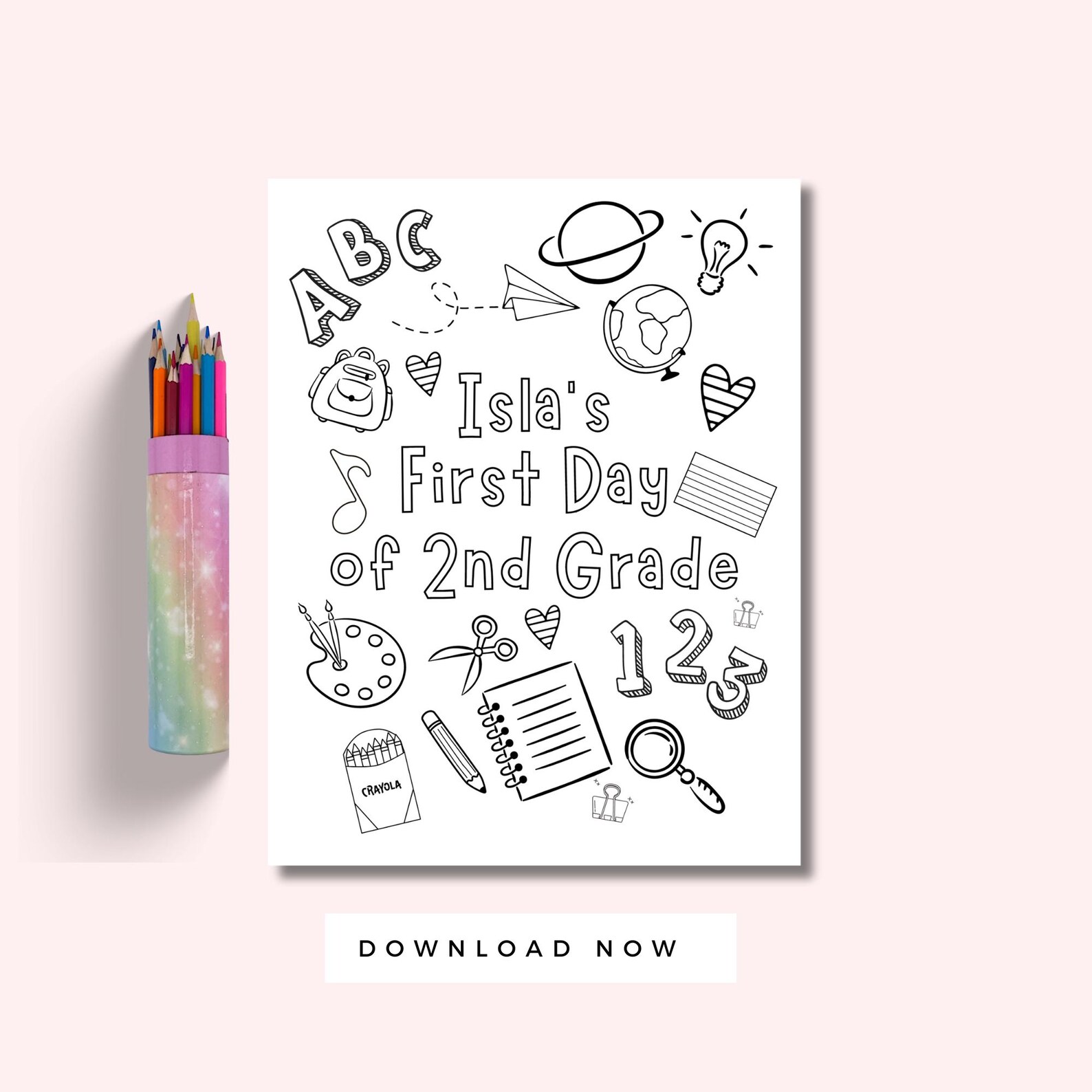 Personalized First Day of School Coloring Page, 1st Day of School ...