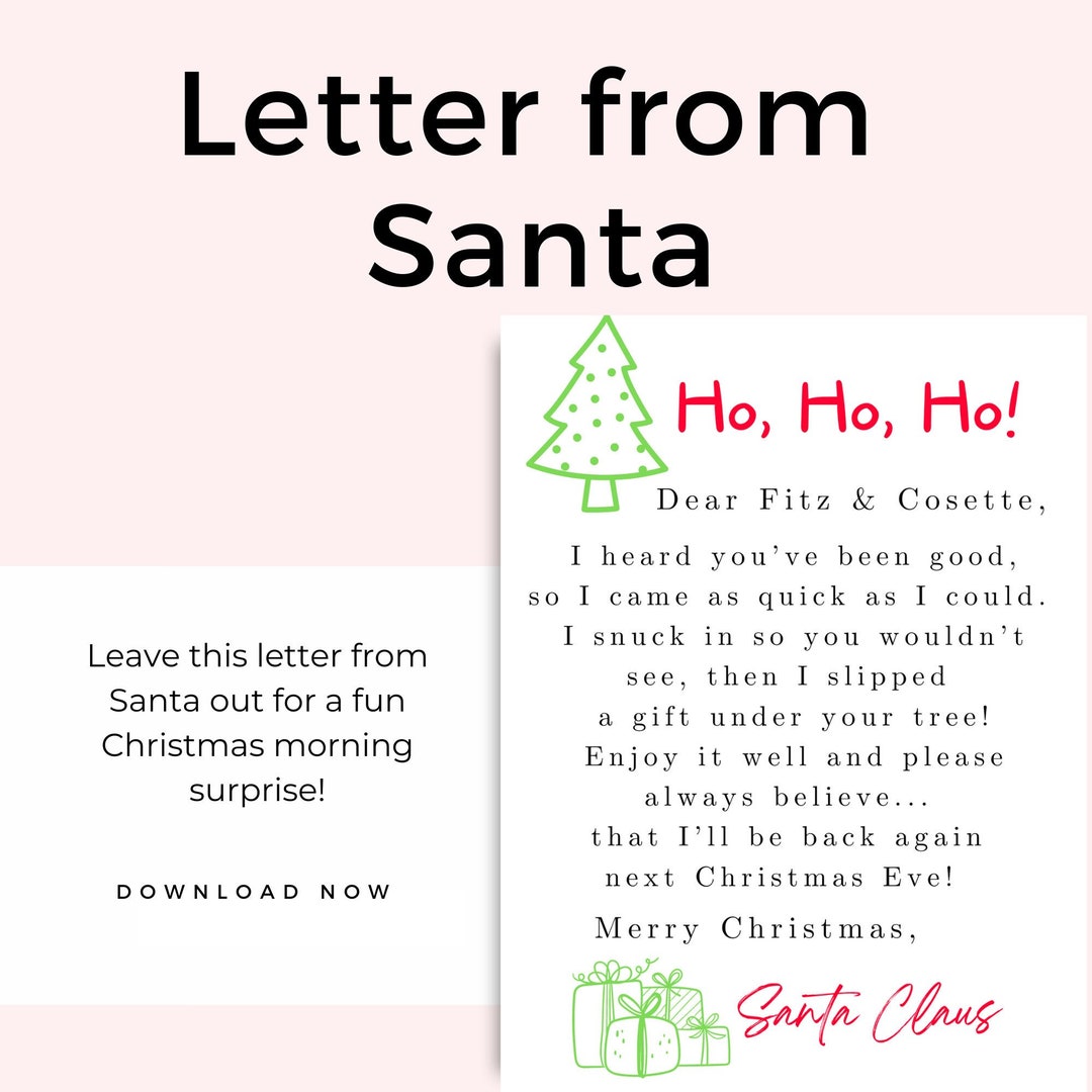Santa Letter for Kids Printable, Printable Card From Santa for Kids on ...