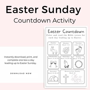 Easter Countdown Printable for Kids Black and White, Good Friday, Palm ...