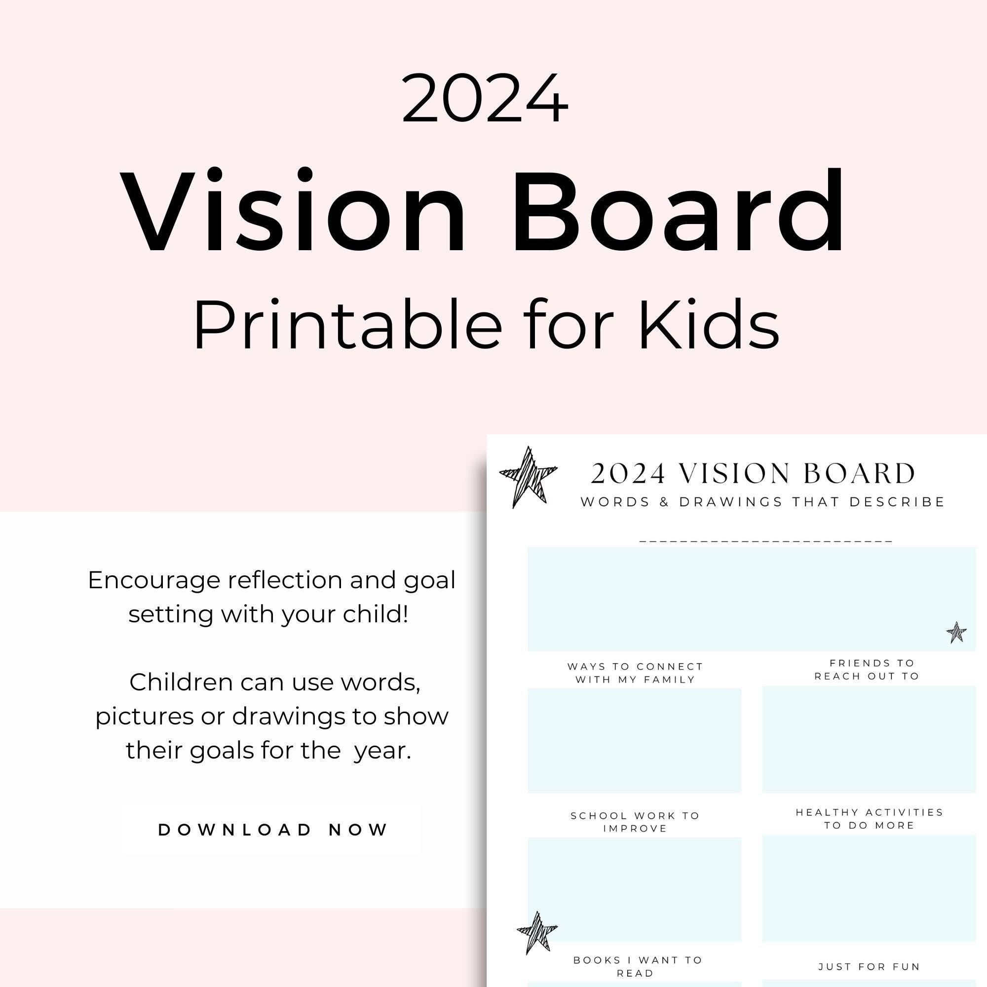 Vision Board Printable for Kids, Home Learning Activity, Kids Printable ...