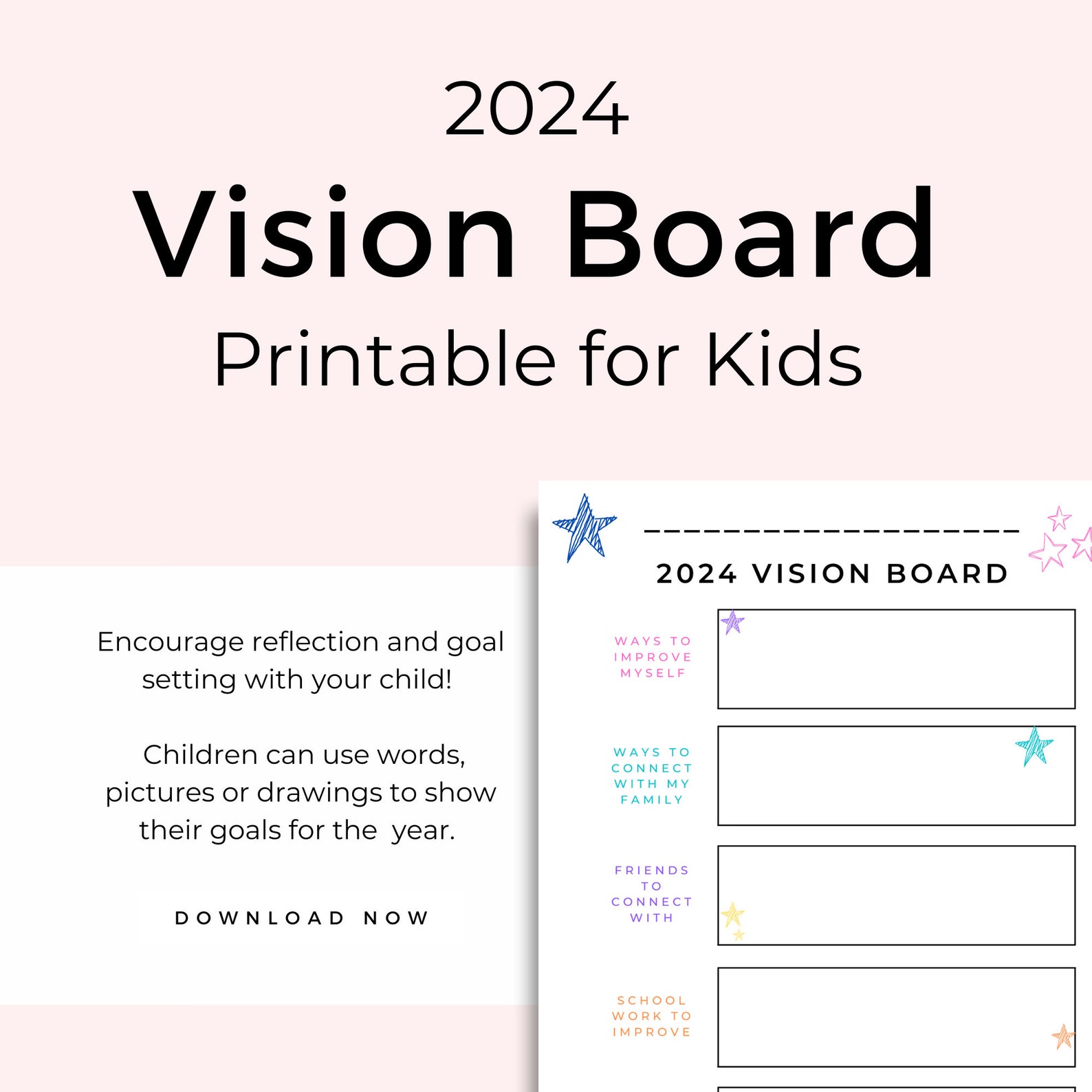 Vision Board Printable for Kids, Home Learning Activity, Kids Printable ...