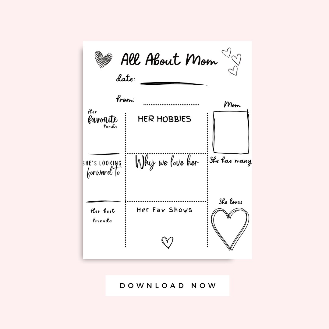 All About Mom Black and White Printable Card Mothers Day - Etsy