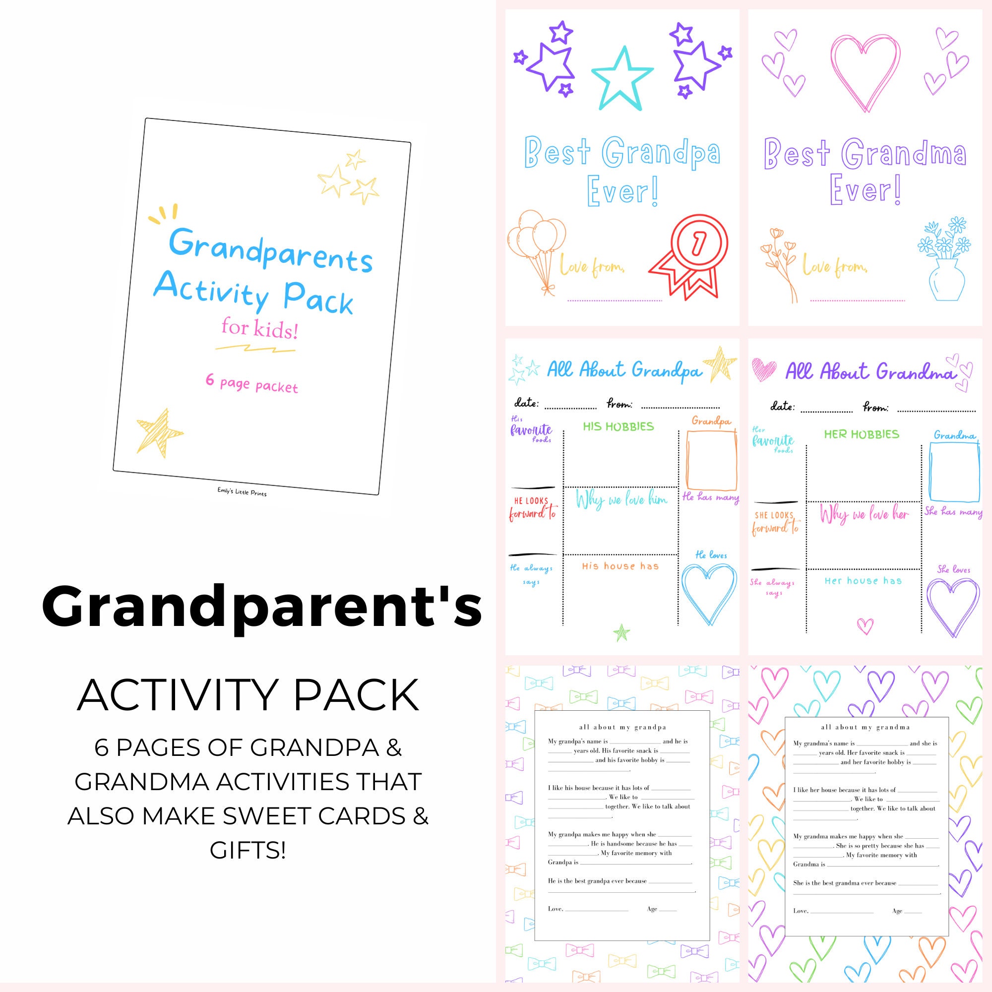 Grandparent's Day Printable Cards From Kids, Gift From Preschoolers ...