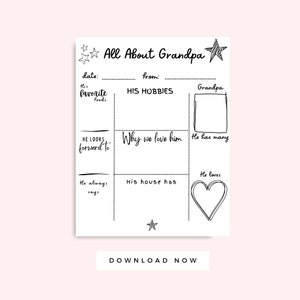 Father's Day Grandpa Coloring Pages, Grandparent's Day Gift From Kids ...