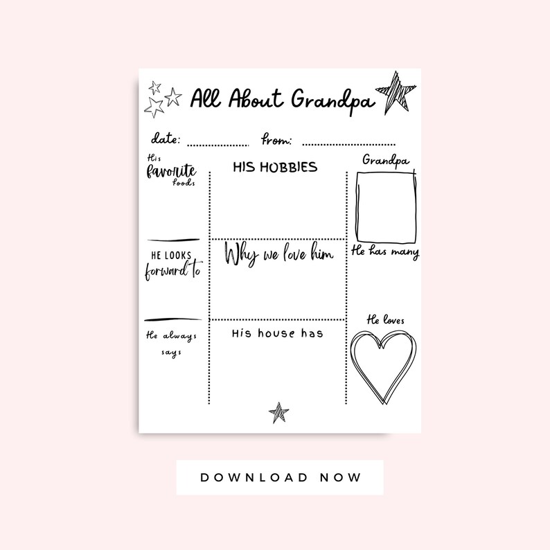 Father's Day Grandpa Coloring Pages, Grandparent's Day Gift From Kids ...