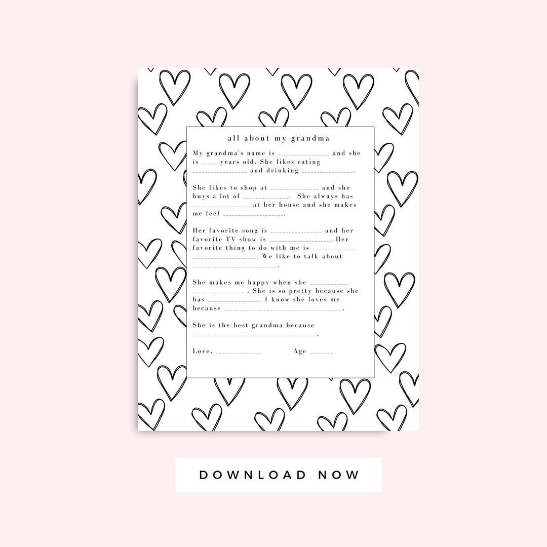 All About My Grandma Interview From Kids Printable Black and White ...