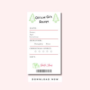 Santa Letter for Kids and Santa Gift Receipt Printable, Printable Card ...