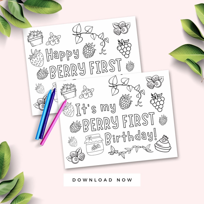 Happy Berry First Birthday Coloring Page, Berry 1st Birthday Party ...