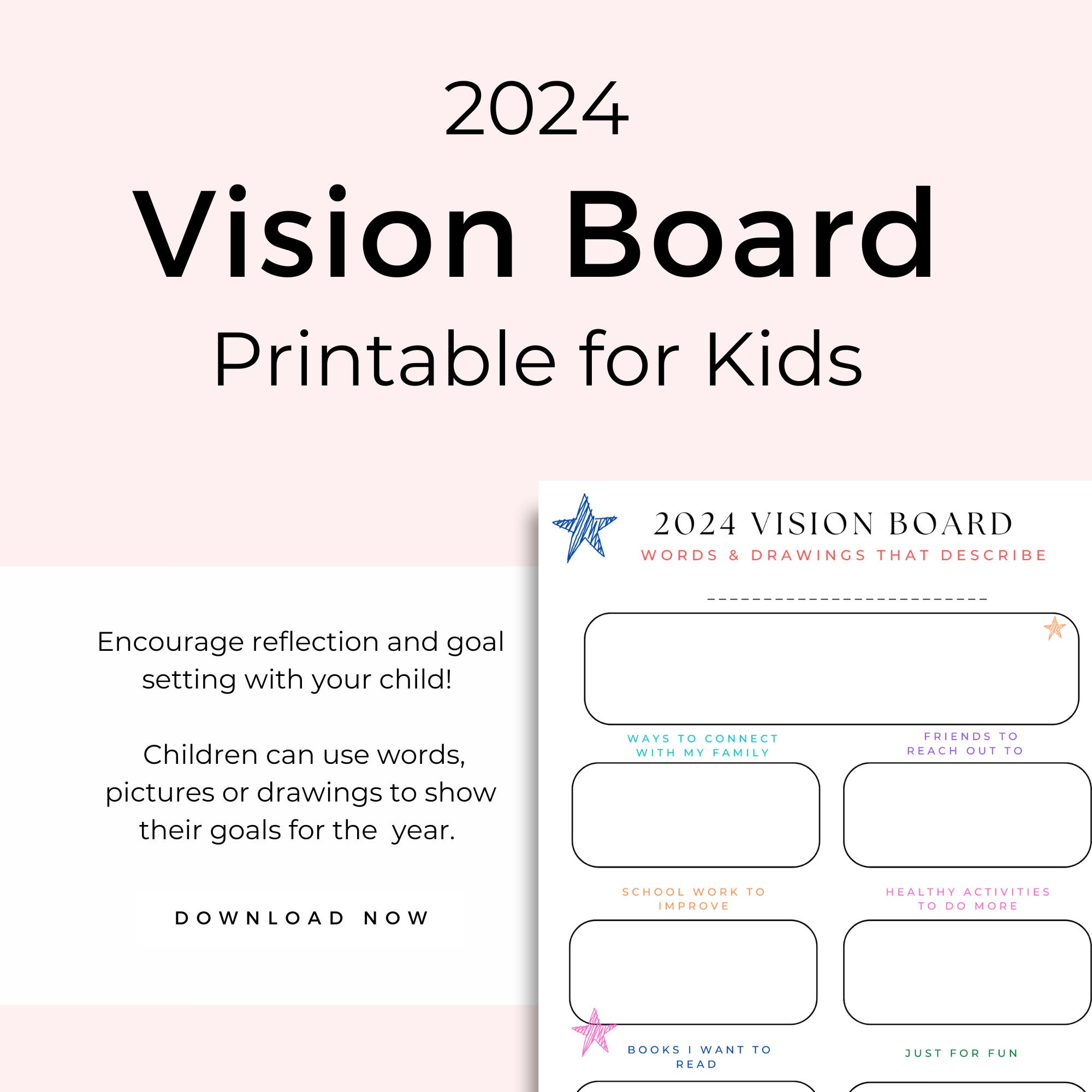 Vision Board Printable for Kids, Home Learning Activity, Kids Printable ...