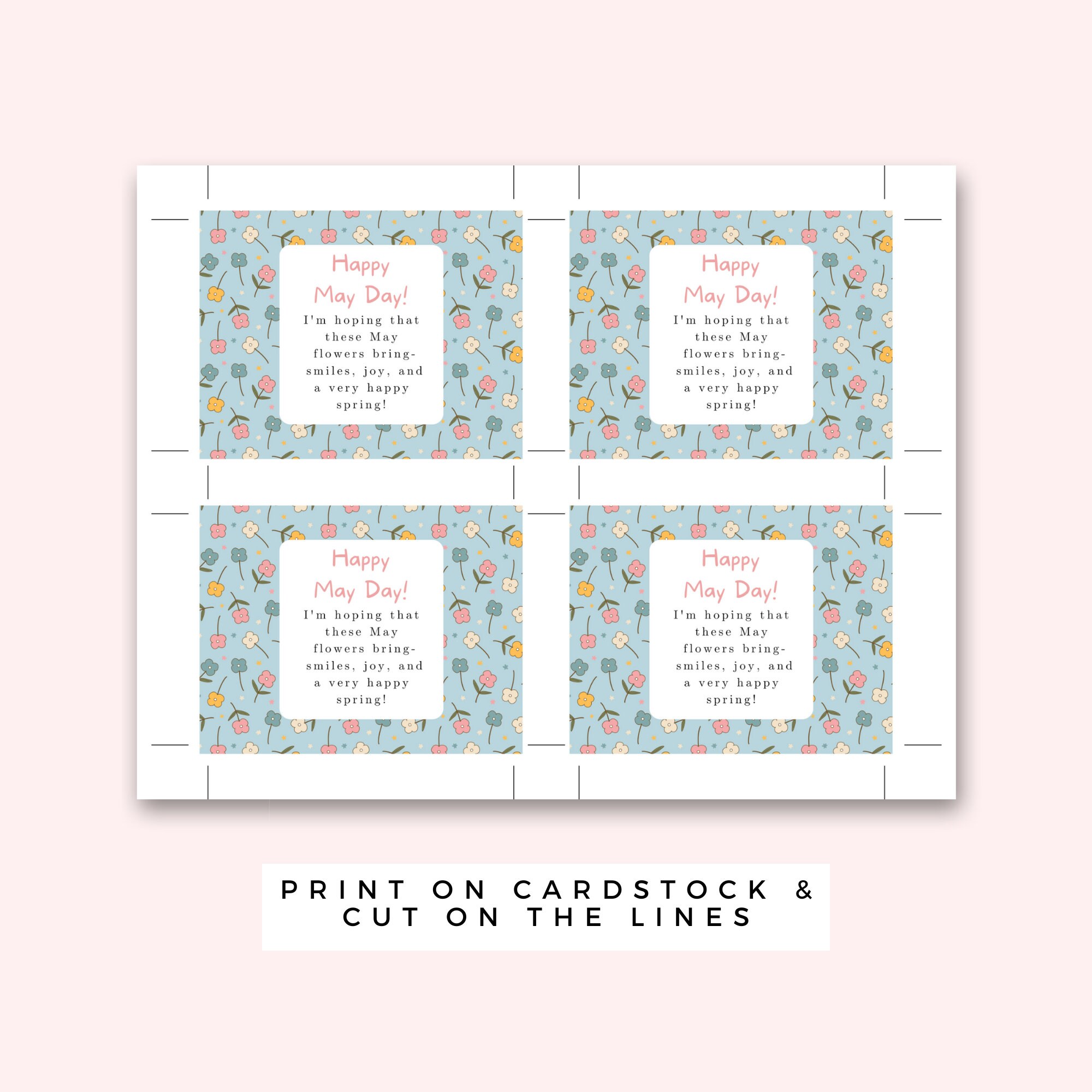 Happy May Day Printable Cards, May Day Notes, May Day Flower Gift Tag ...