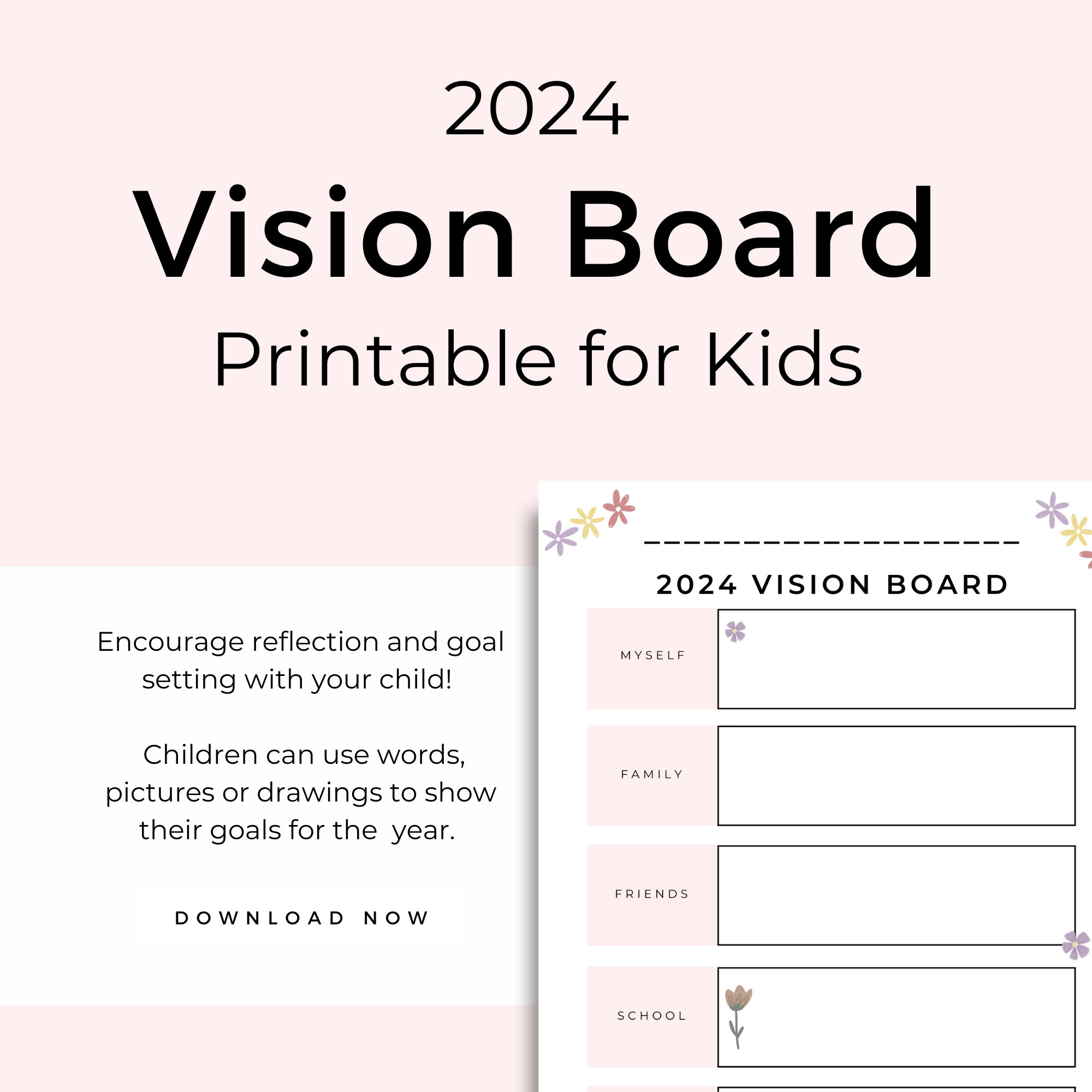Vision Board Printable for Kids, Home Learning Activity, Kids Printable ...
