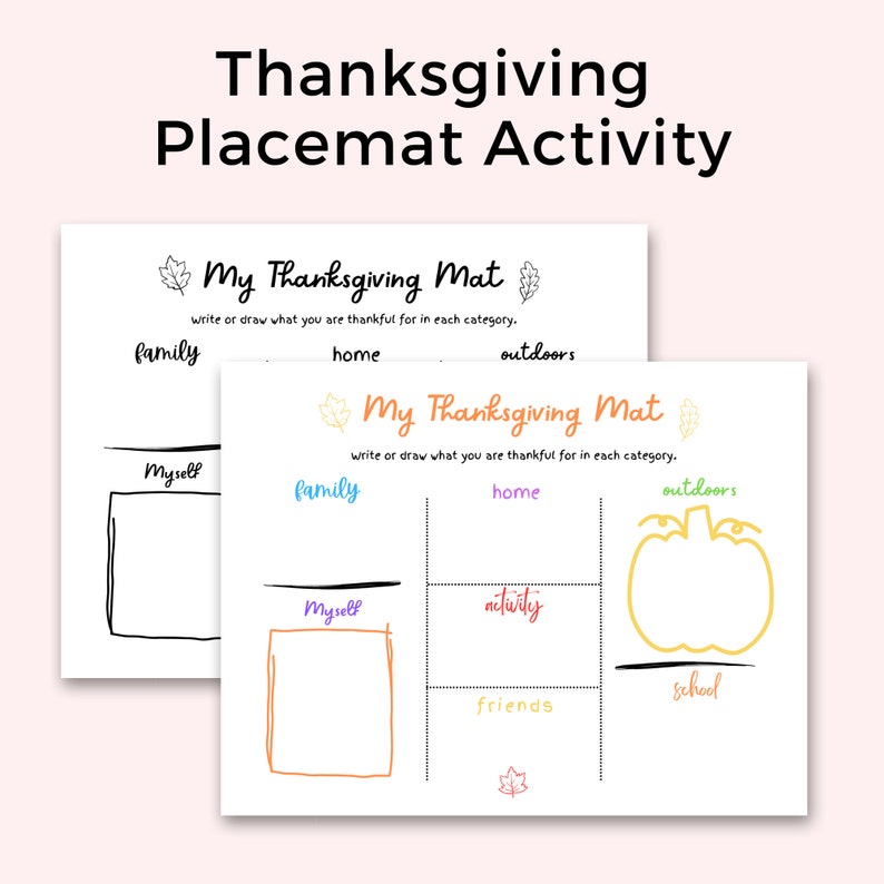 Thanksgiving Placemat for Kids, Printable Thanksgiving Kid Activity ...