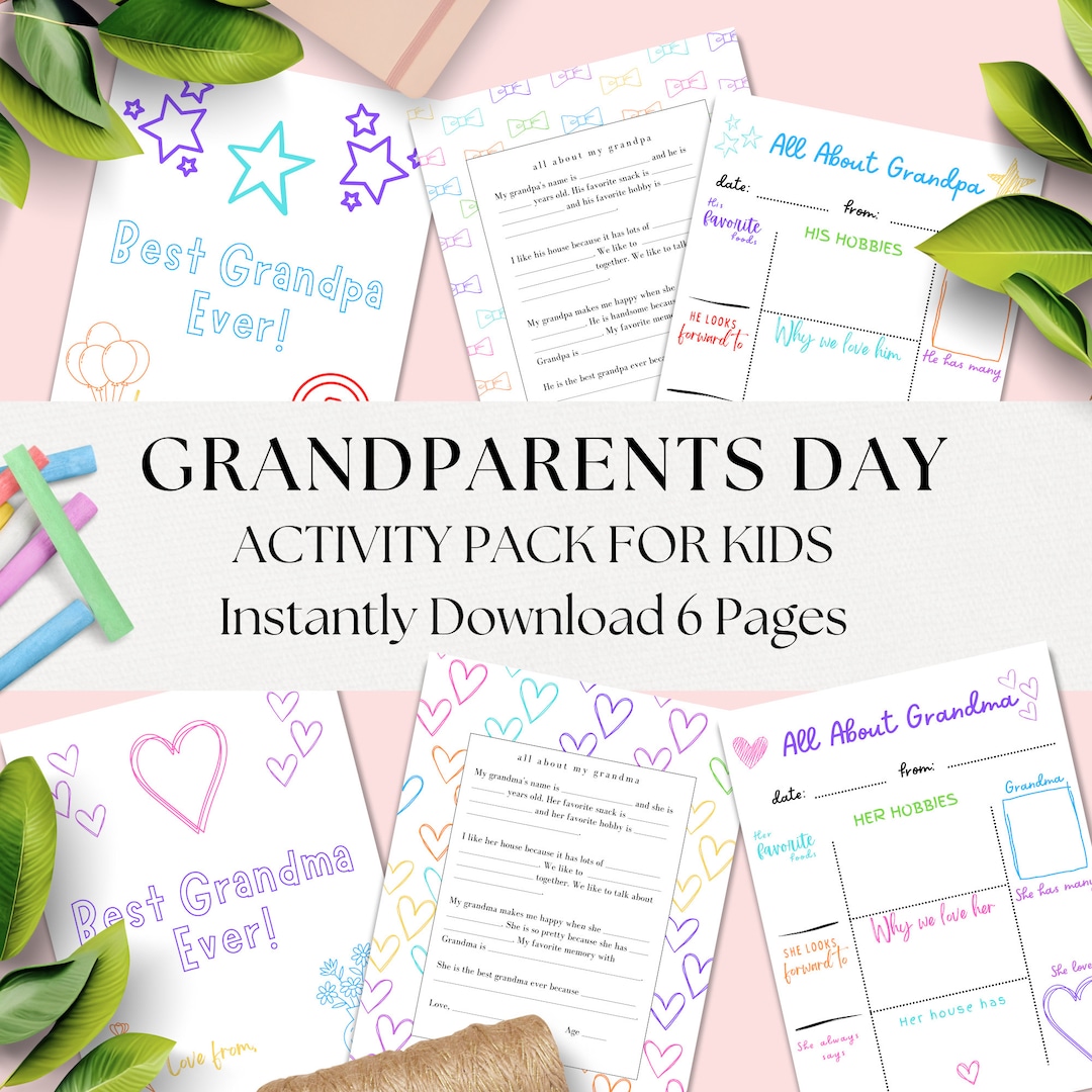 Grandparent's Day Printable Cards From Kids, Gift From Preschoolers ...