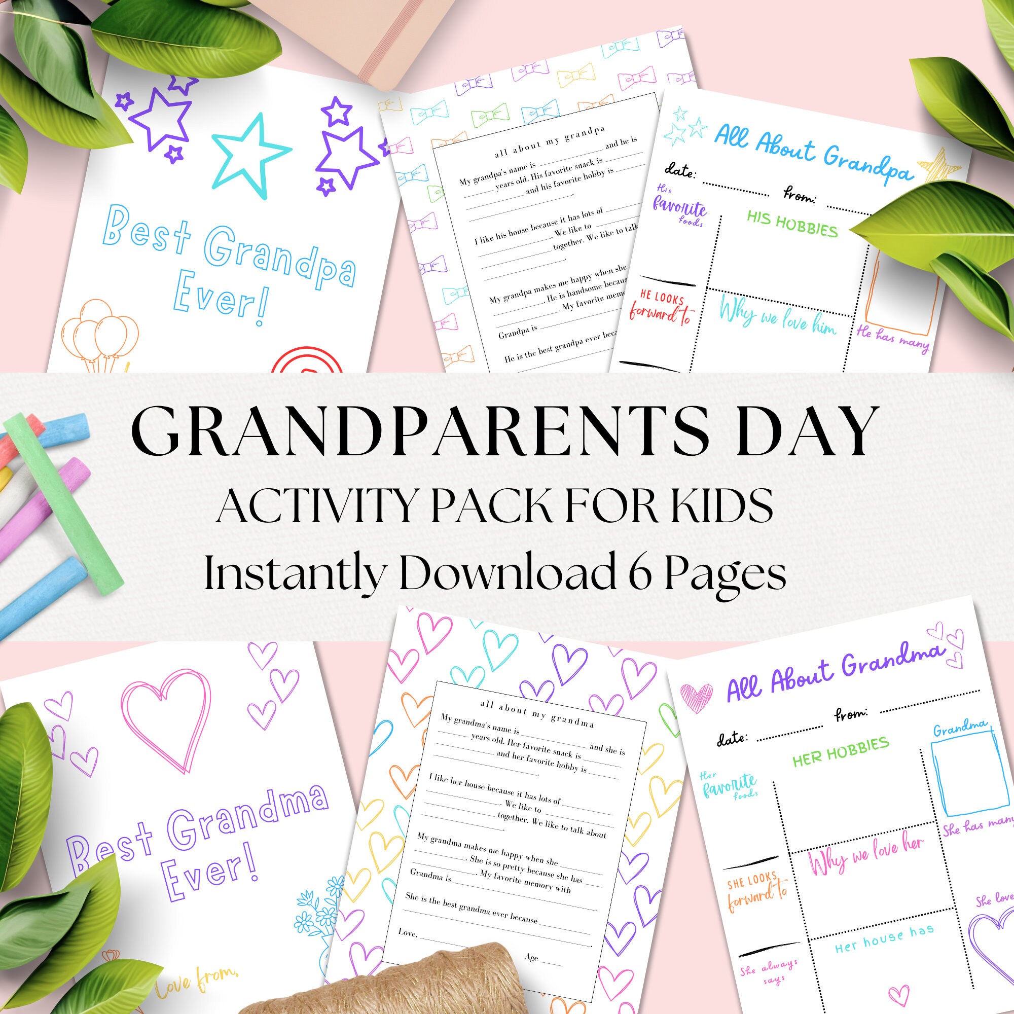 Grandparent's Day Printable Cards From Kids, Gift From Preschoolers ...