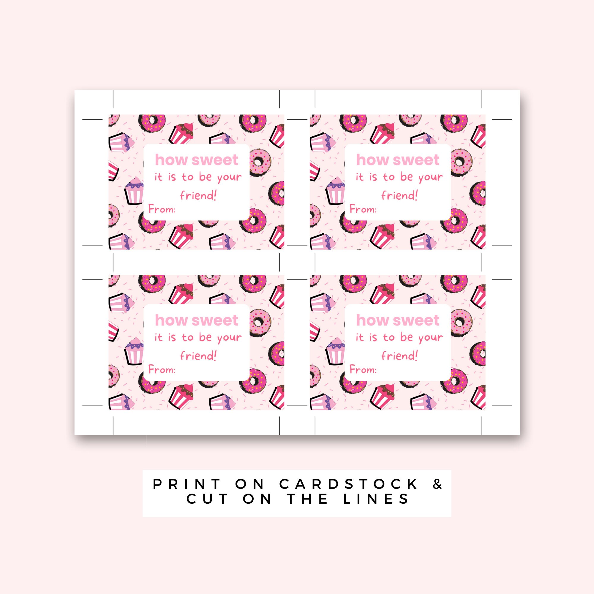 Printable Valentine Cards for Kids, Instant Download Valentine's Day ...