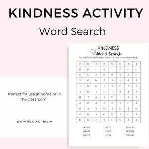 Kindness Activity for Kids Printable Word Search, Friendship Activity ...
