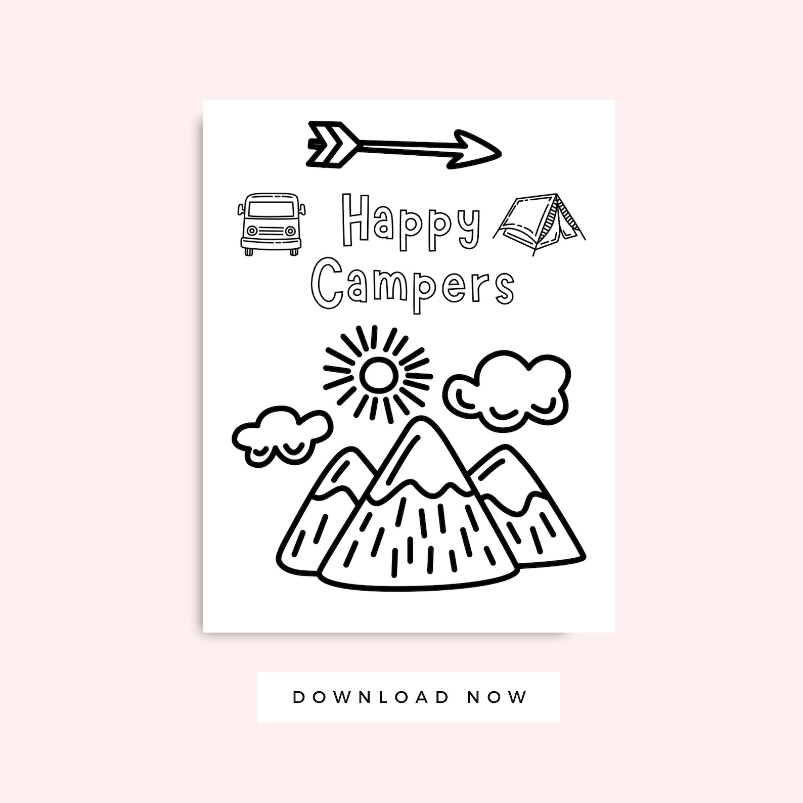 Camping Coloring Pages PDF Printable, Happy Campers Picture, Summer Kid ...