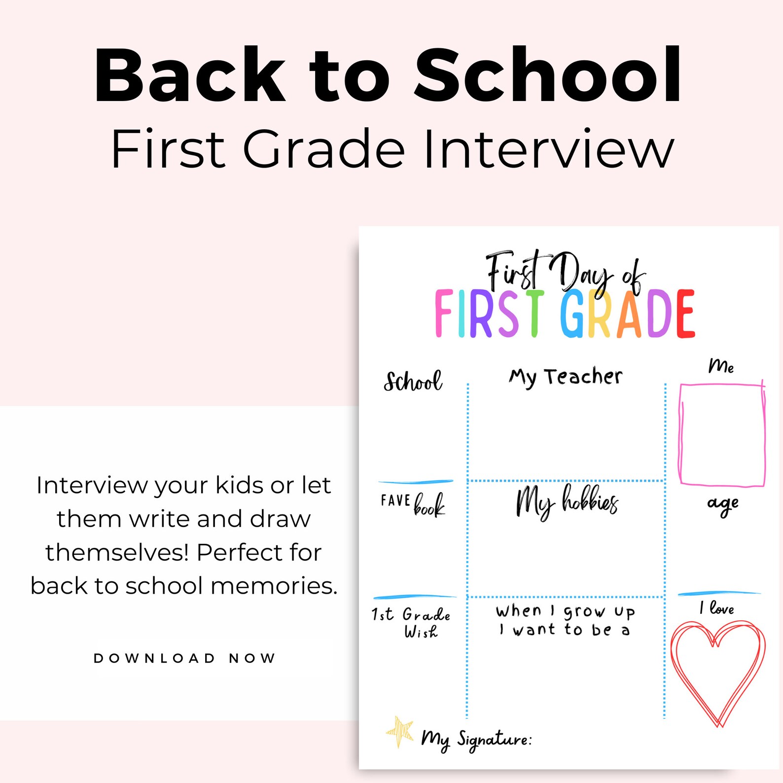Back to School First Grade Signs Printable, Last Day of 1st Grade, 1st ...