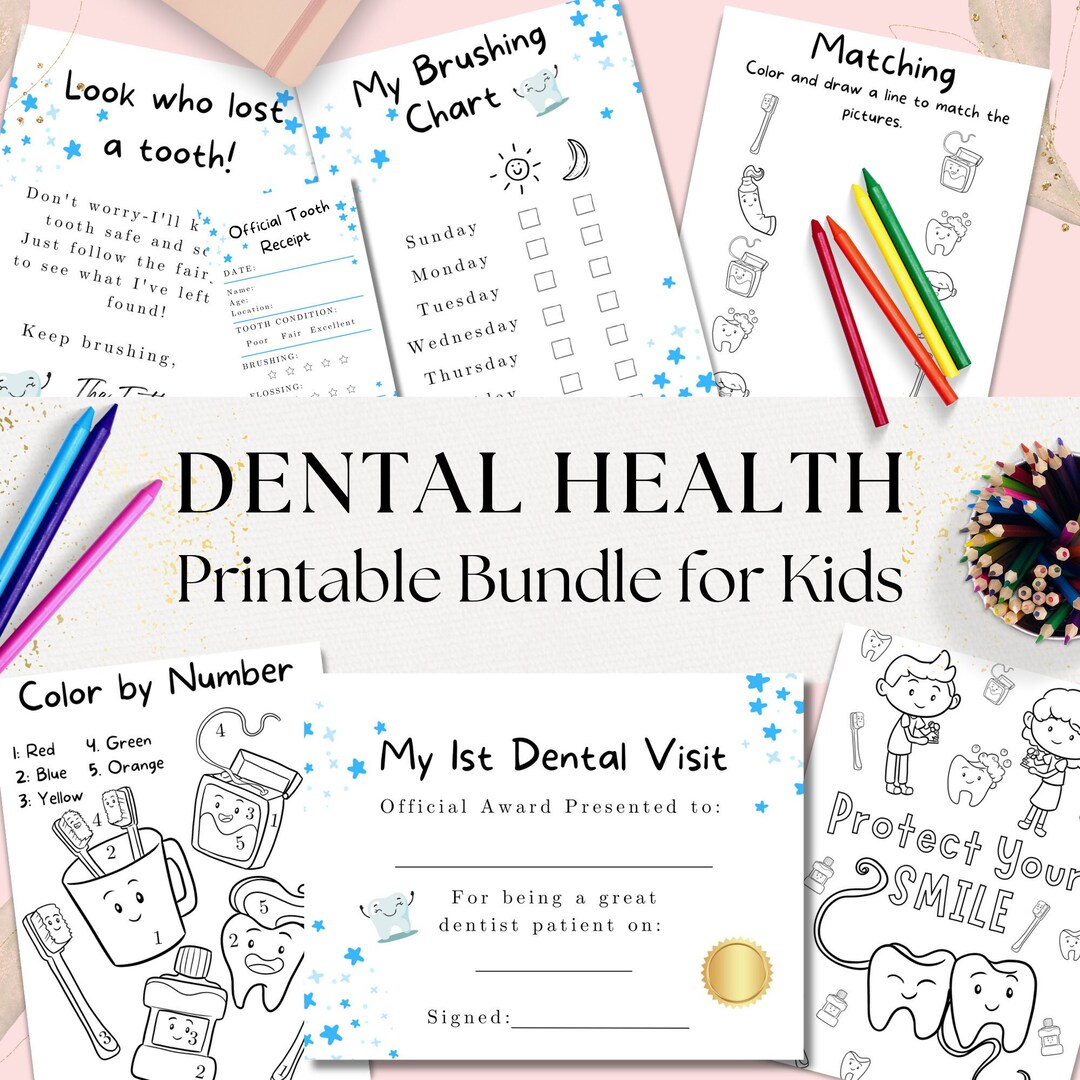 Dental Health Printable Activities for Kids 6 Pack, Tooth Fairy Letter ...