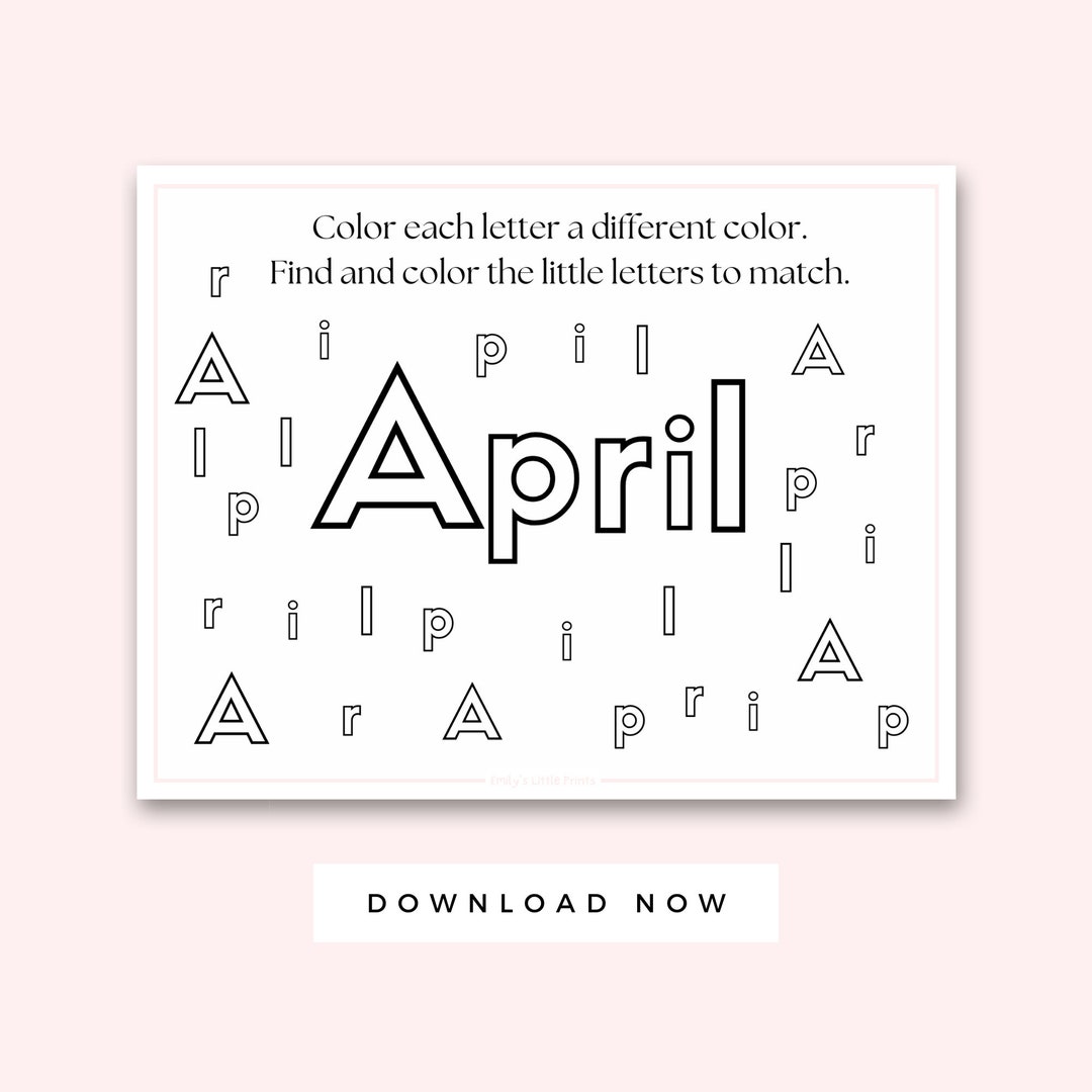 April Coloring Page, Search and Color, Easy Preschool Activity ...