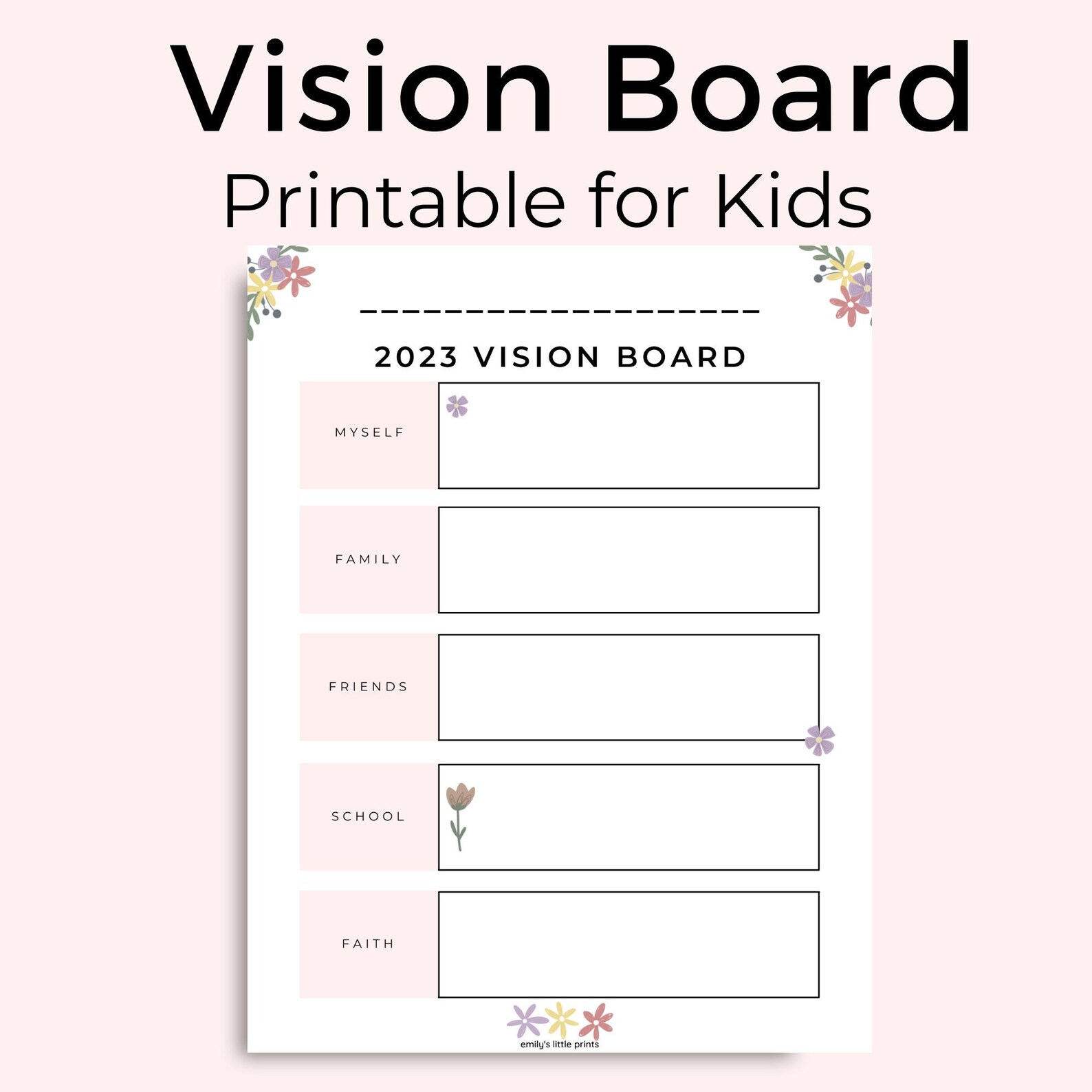 Vision Board Printable for Kids Home Learning Activity Kids - Etsy