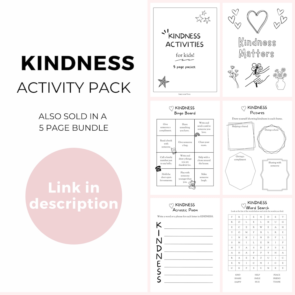 Kindness Activity for Kids Printable Coloring Page, Friendship Activity ...