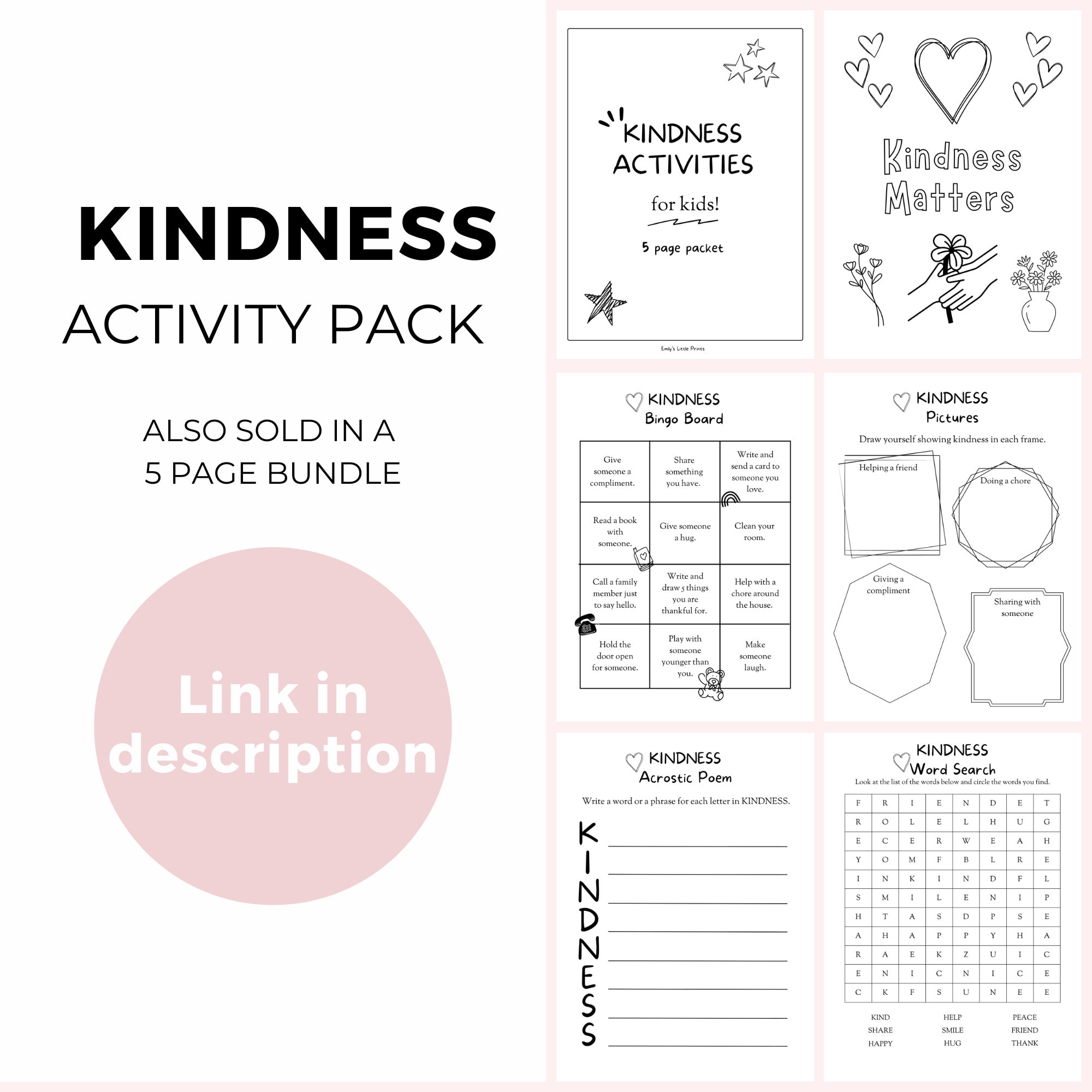 Kindness Activity for Kids Printable Coloring Page, Friendship Activity ...
