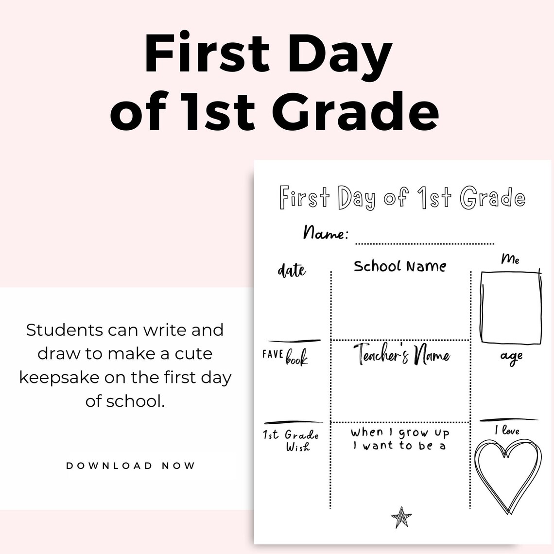 First Day of 1st Grade Printable Activity and Coloring Page, First ...