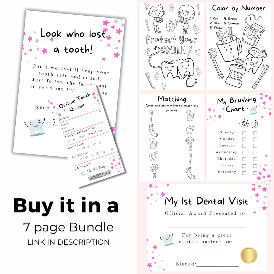 Tooth Fairy Letter for Kids Printable, Bright Pink Tooth Fairy Note ...