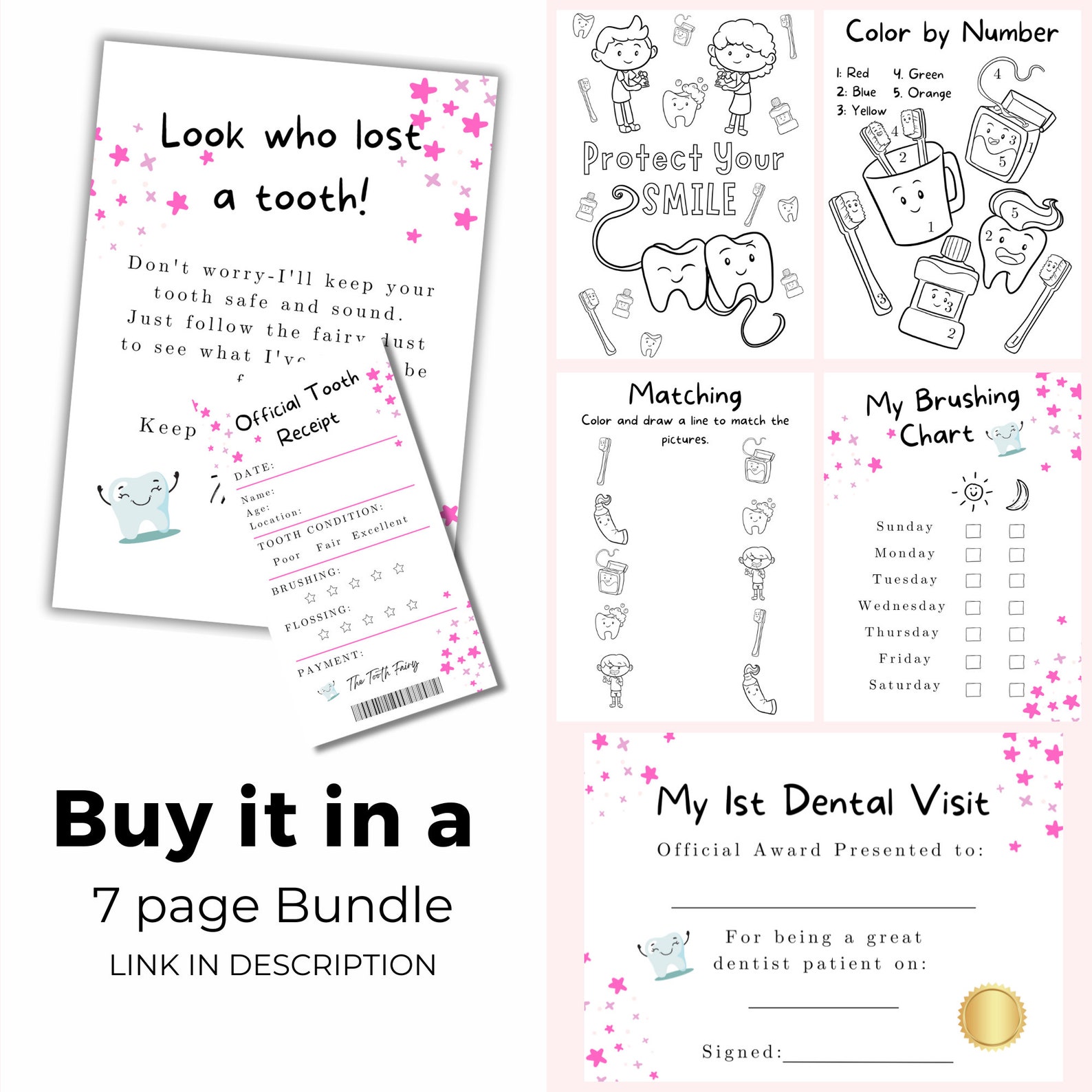 Tooth Fairy Letter for Kids Printable, Bright Pink Tooth Fairy Note ...