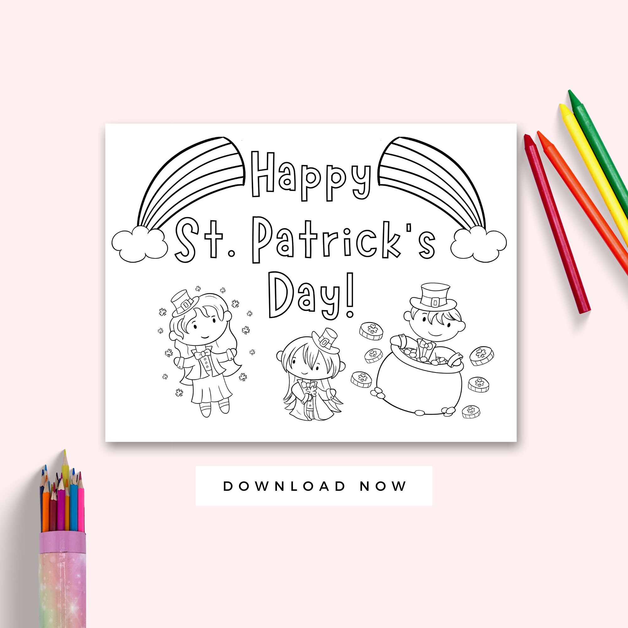 Happy St. Patrick's Day Coloring Page for Kids, Preschool Printable, St ...