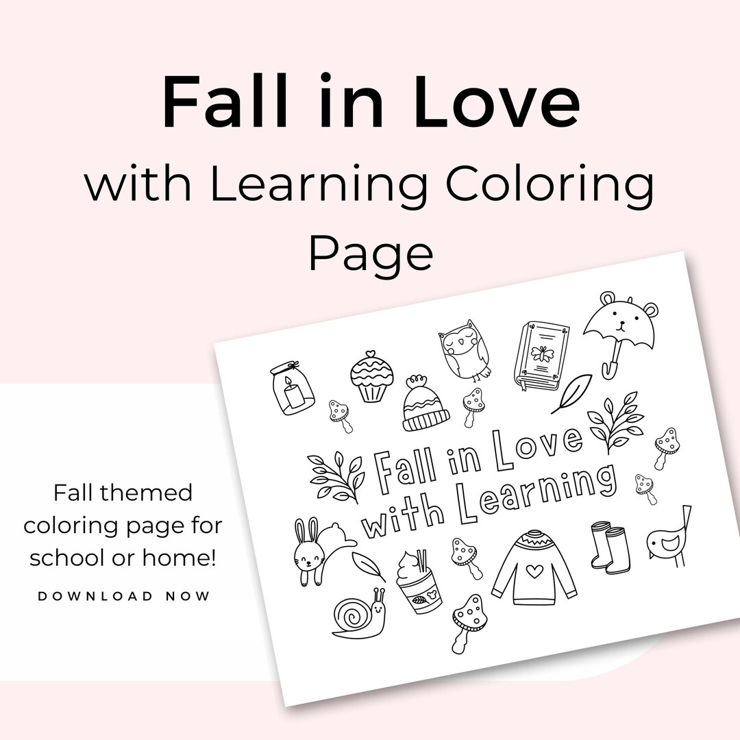 Fall in Love With Learning Printable, Fall Themed Coloring Page for ...