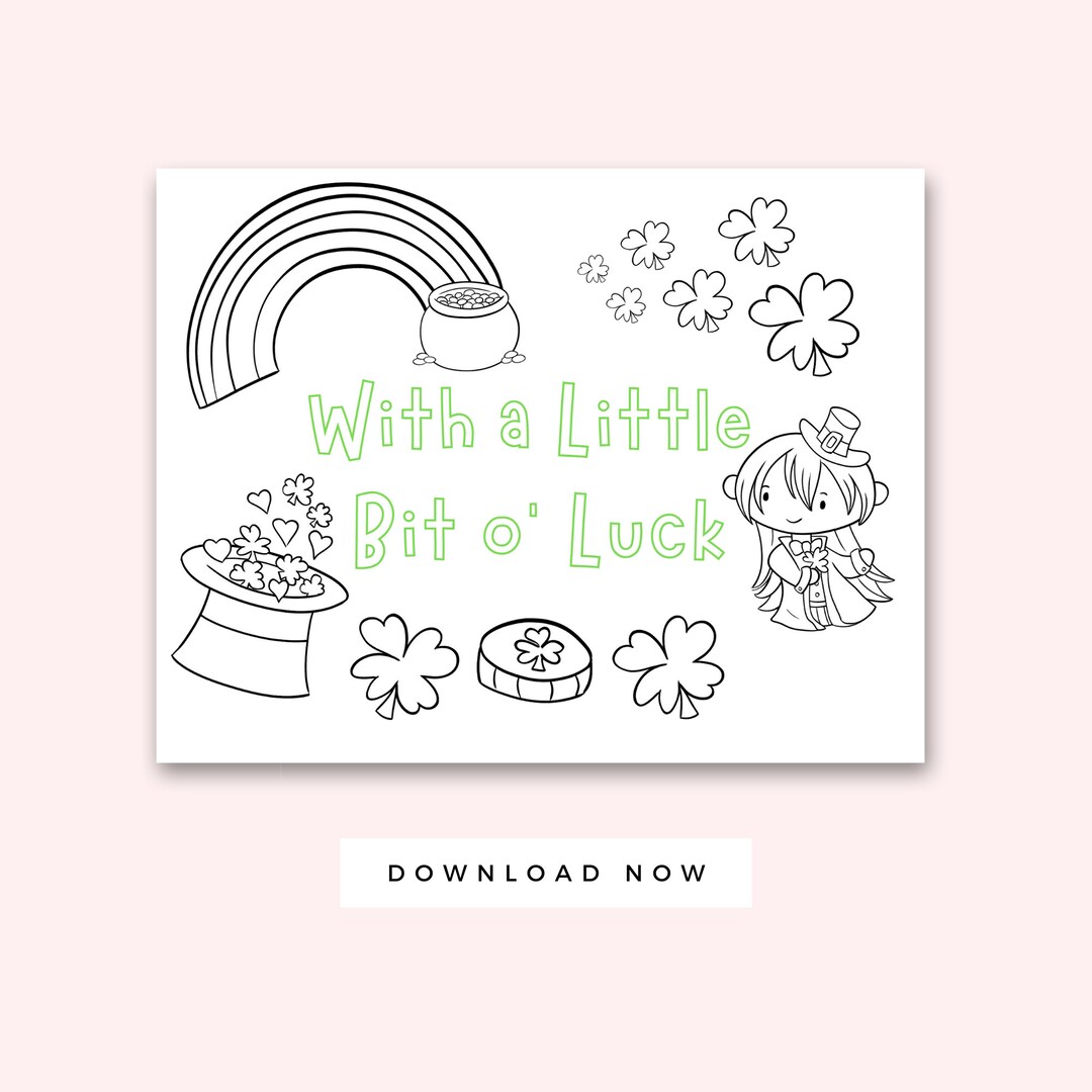 Lucky Coloring Page, Saint Patrick's Day Printable Worksheet, Printable ...