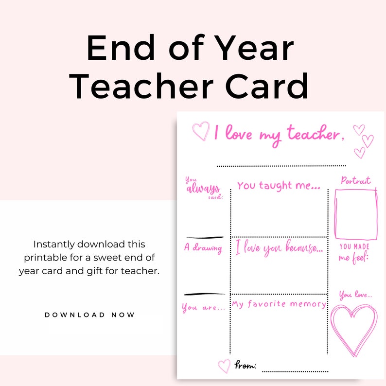 I Love My Teacher Printable Interview Bright Pink, All About My Teacher ...