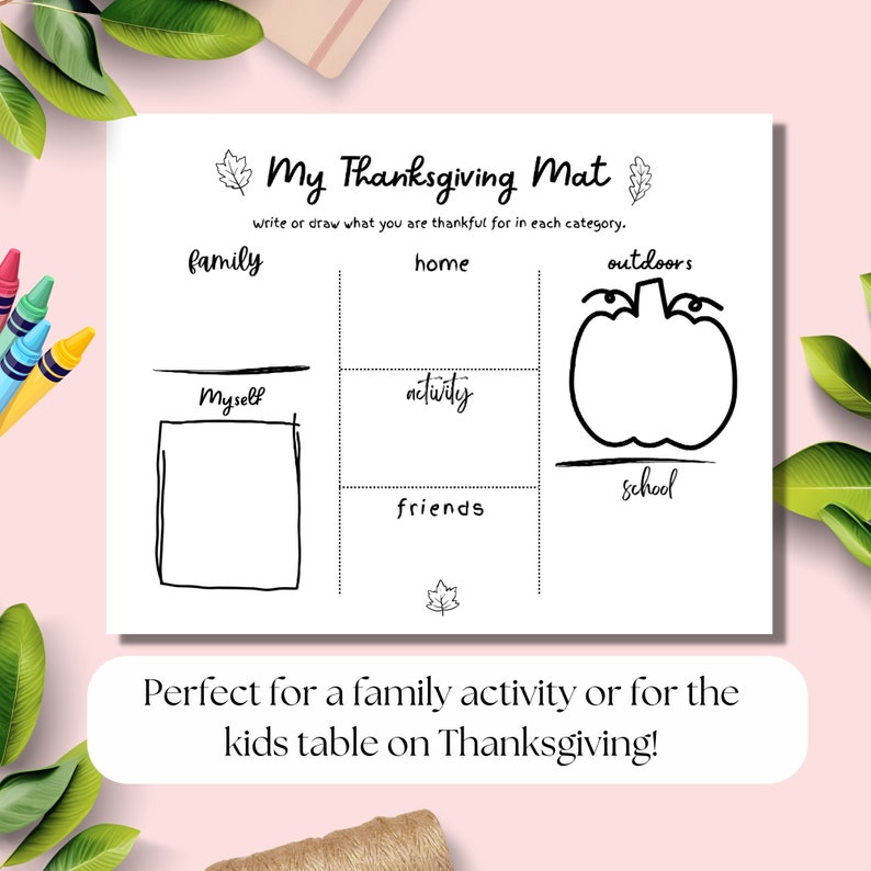 Thanksgiving Placemat for Kids, Printable Thanksgiving Kid Activity ...